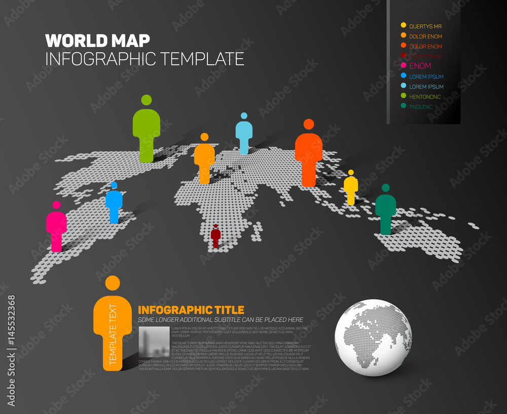 World map infographic template with figures Stock Vector | Adobe Stock