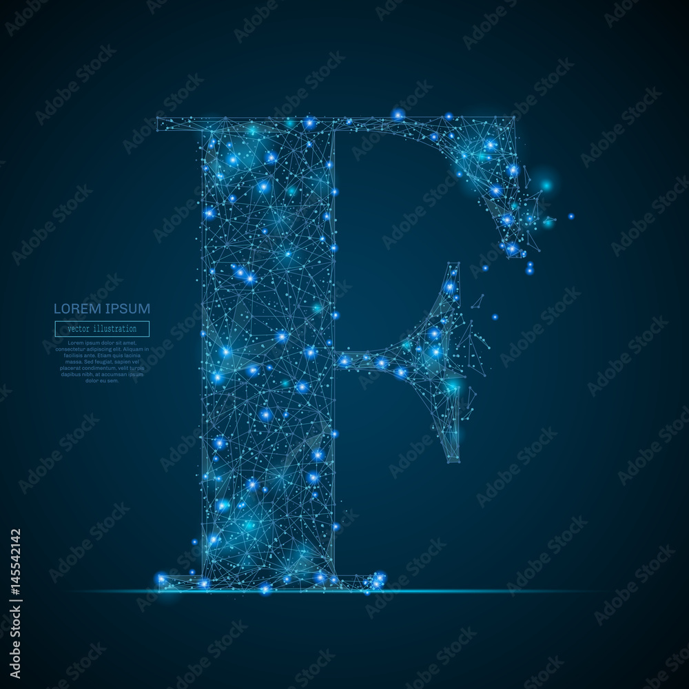 Abstract image of the letter F of a starry sky or space, consisting of ...