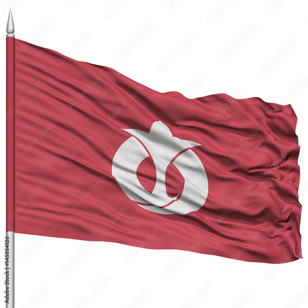 Isolated Aichi Japan Prefecture Flag on Flagpole, Flying in the Wind ...