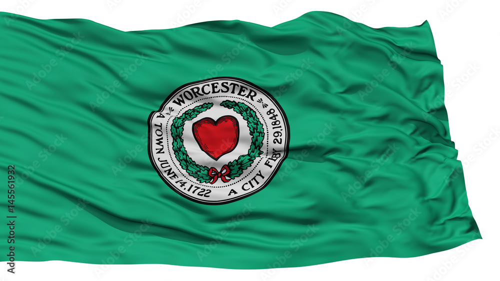 Isolated Worcester City Flag, City of Massachusetts State, Waving on ...