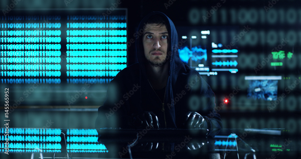 Hacker tries to enter the system using codes and numbers to find out ...