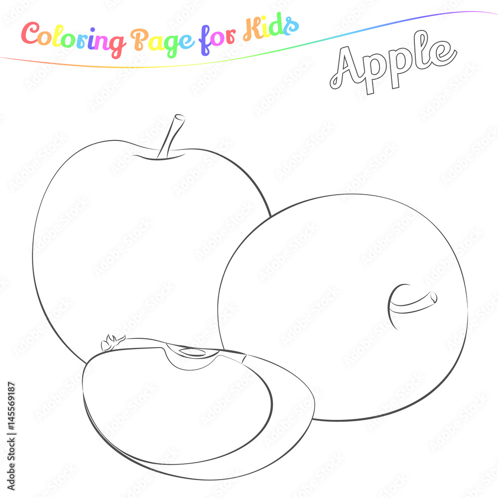 Yummy apples for coloring in imple cartoon style. Page for art coloring ...