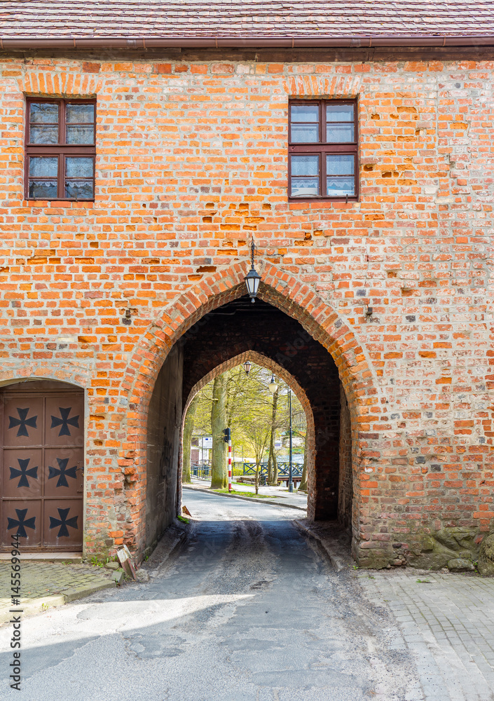 Polska Lagow Łagów Powiat Świebodziński Schloss, Burg Gate historischer ...