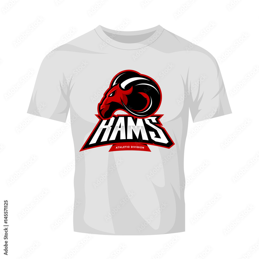 Furious ram sport club vector logo concept isolated on white t-shirt ...