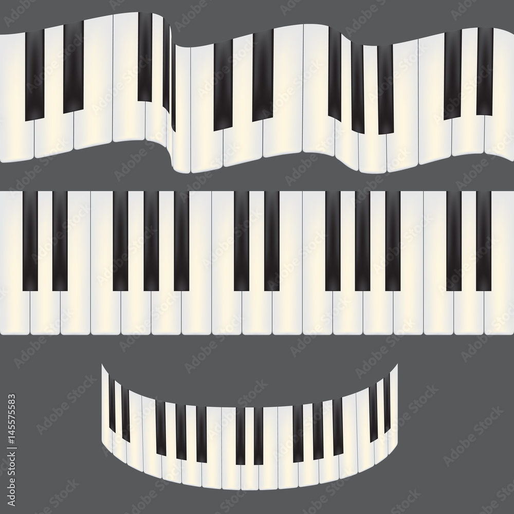 vector set of isolated piano keys. curved wave for your design Stock ...