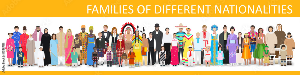 Families of different nationalities, vector illustration เวกเตอร์สต็อก ...