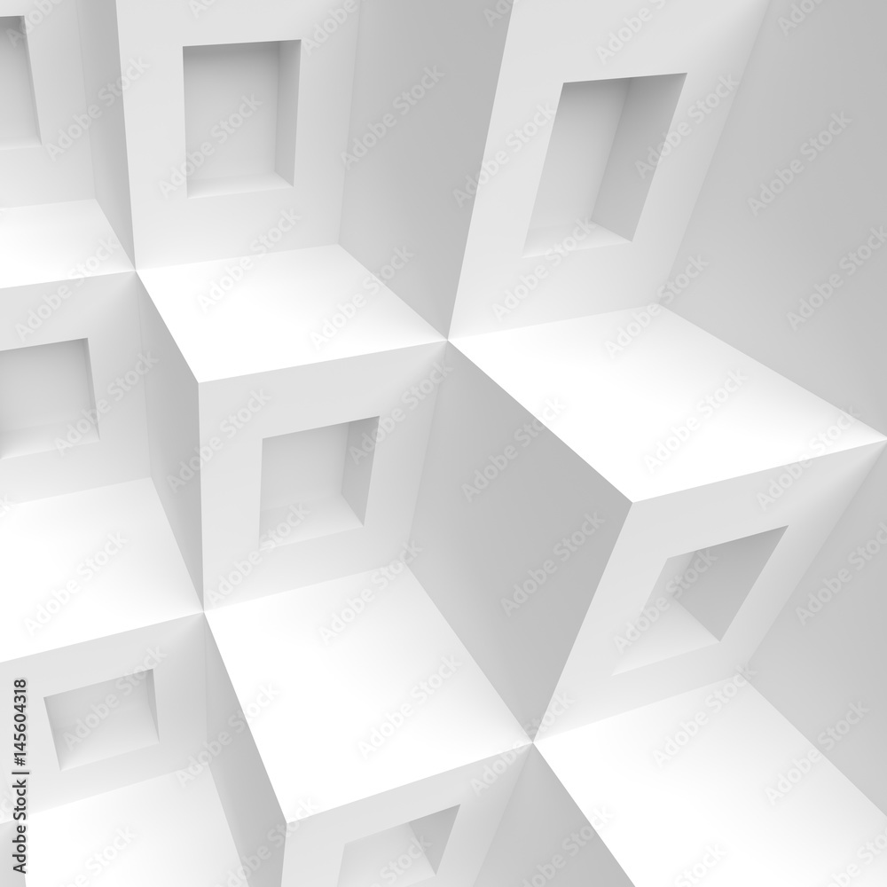 Abstract White Cube Background. #d Illustration of Minimal Web Design ...