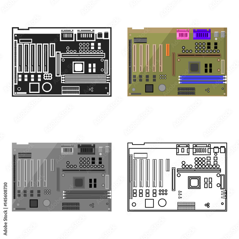Motherboard icon in cartoon style isolated on white background ...