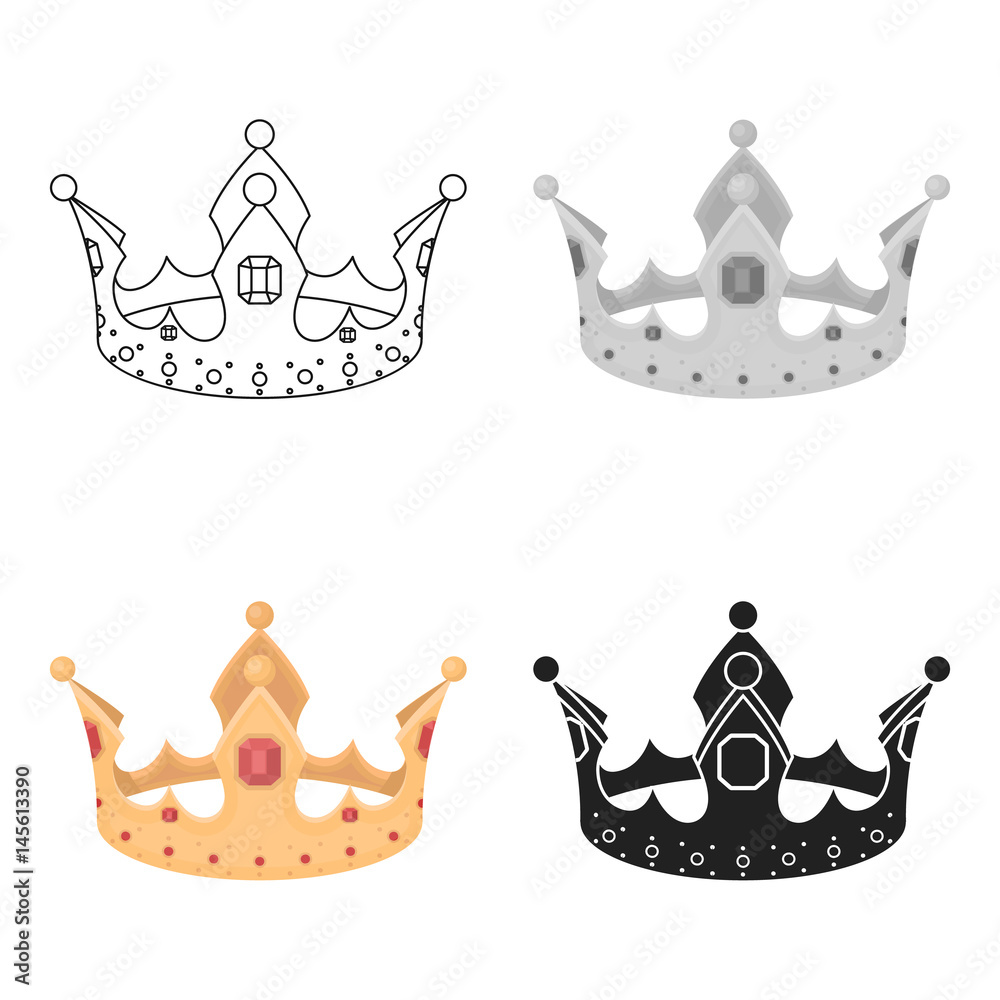 Crown icon in cartoon style isolated on white background. Hats symbol ...