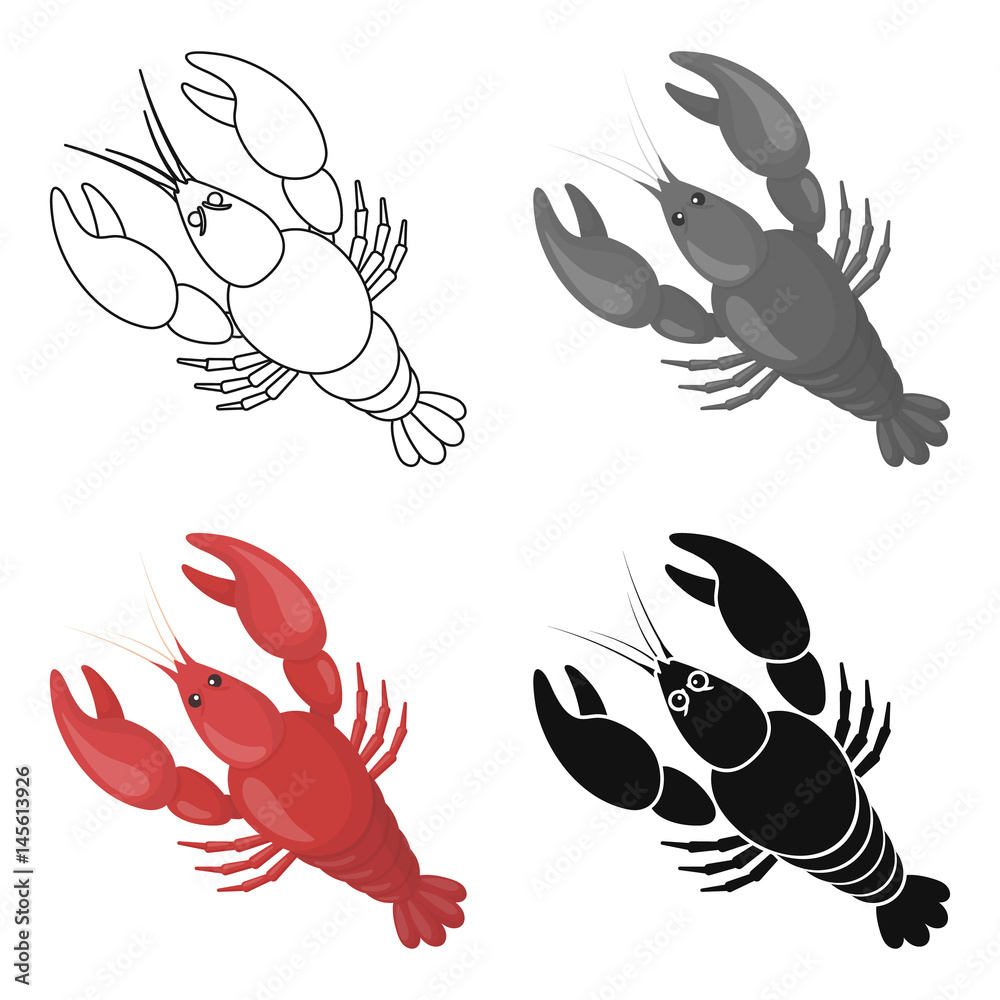 Boiled lobster icon in cartoon style isolated on white background ...