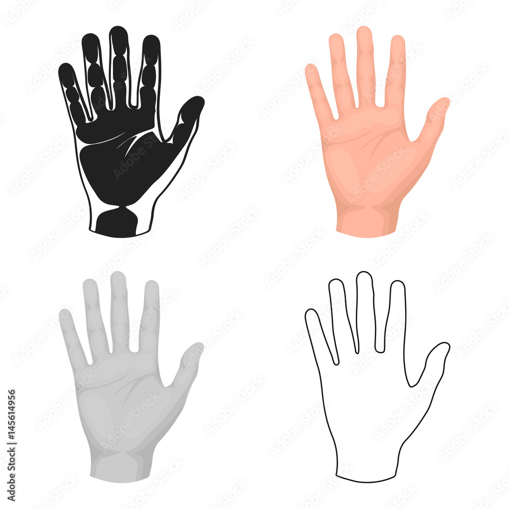 Hand icon in cartoon style isolated on white background. Part of body ...