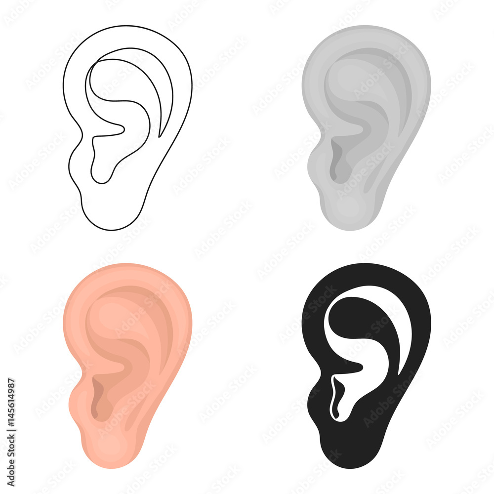 Ear icon in cartoon style isolated on white background. Part of body ...