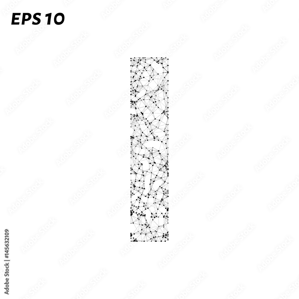 The letter I consists of points, lines and triangles. Vector ...