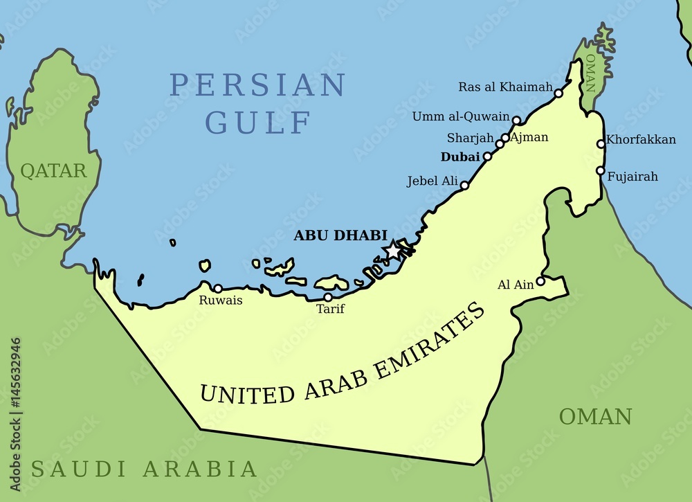 UAE map Stock Vector | Adobe Stock