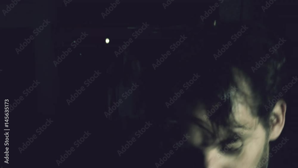 Female zombie watching man attacking angry extreme closeup Stock ビデオ ...