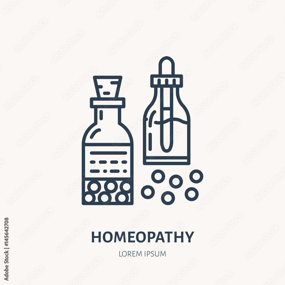 Homeopathy line icon. Vector logo for alternative medicine store. Stock ...