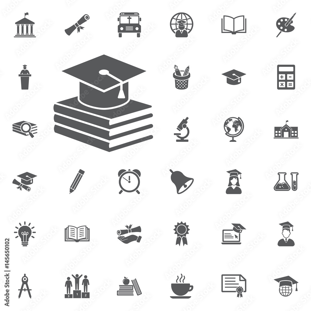 book and Graduation Cap icon Stock Vector | Adobe Stock