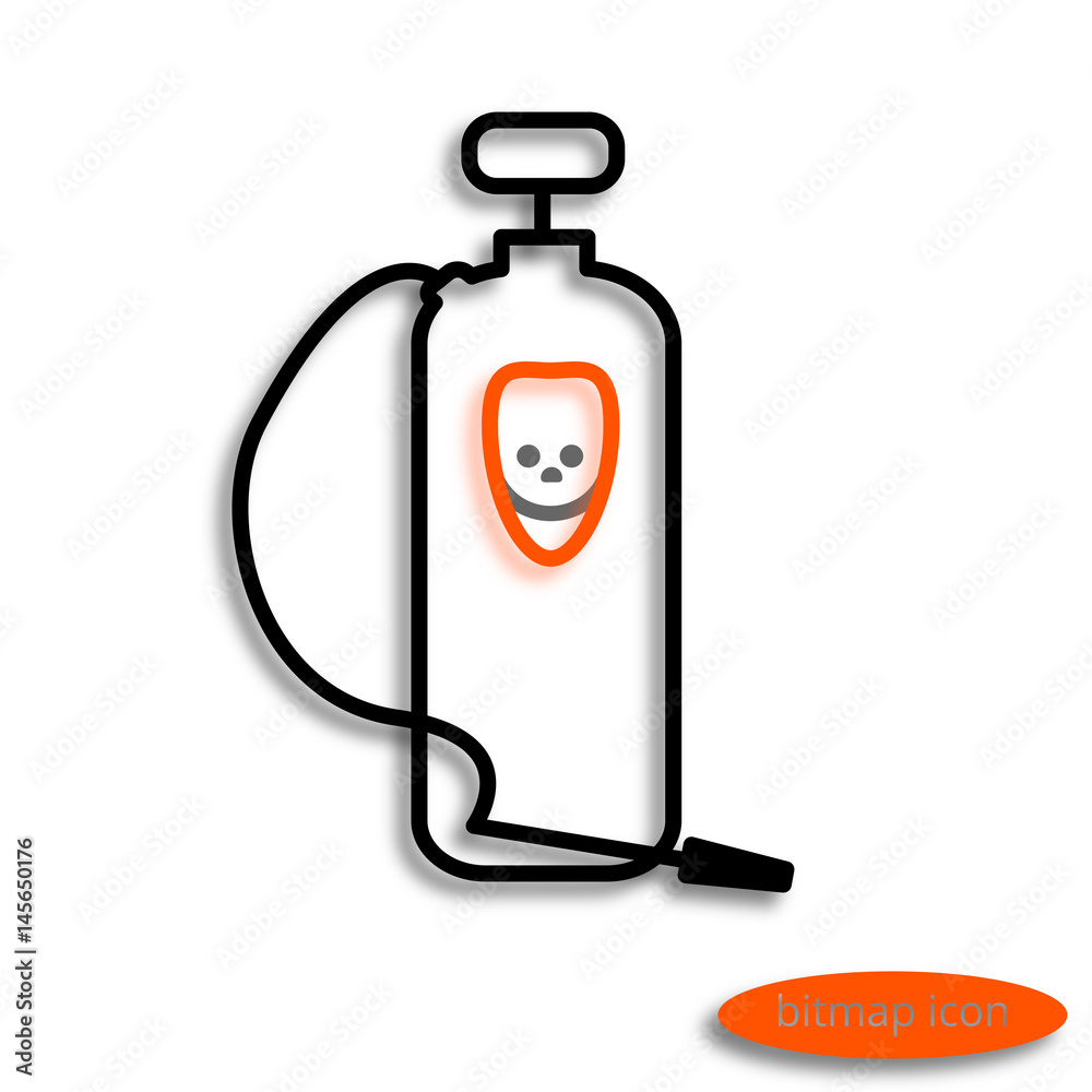 A simple raster linear image of a balloon with pesticides, herbicides ...