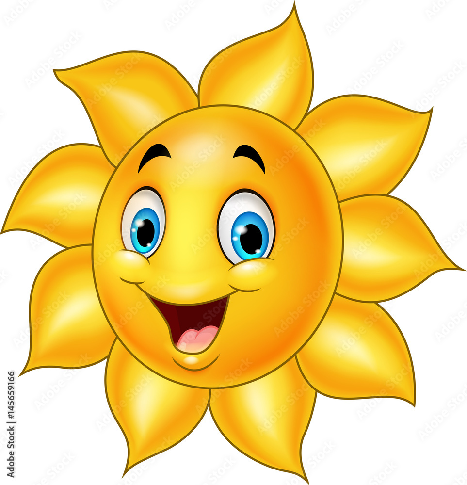 Cartoon sun isolated on white background Stock Vector | Adobe Stock