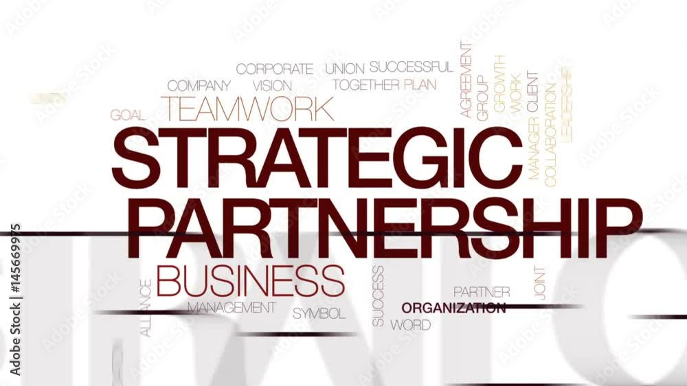 Strategic partnership animated word cloud, text design animation ...
