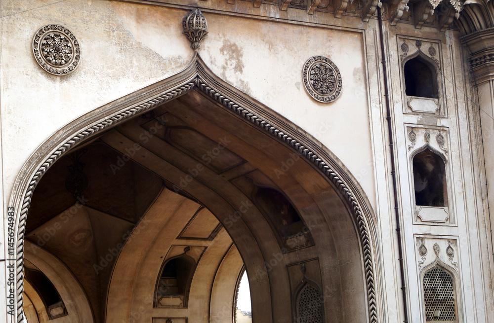 Architecture of 400 year old landmark and Heritage monument Charminar ...