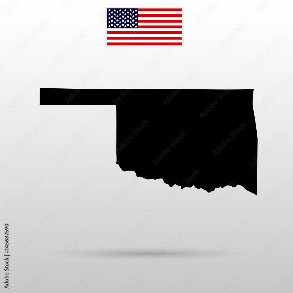 Map of the U.S. state of Oklahoma. American flag Stock Vector | Adobe Stock