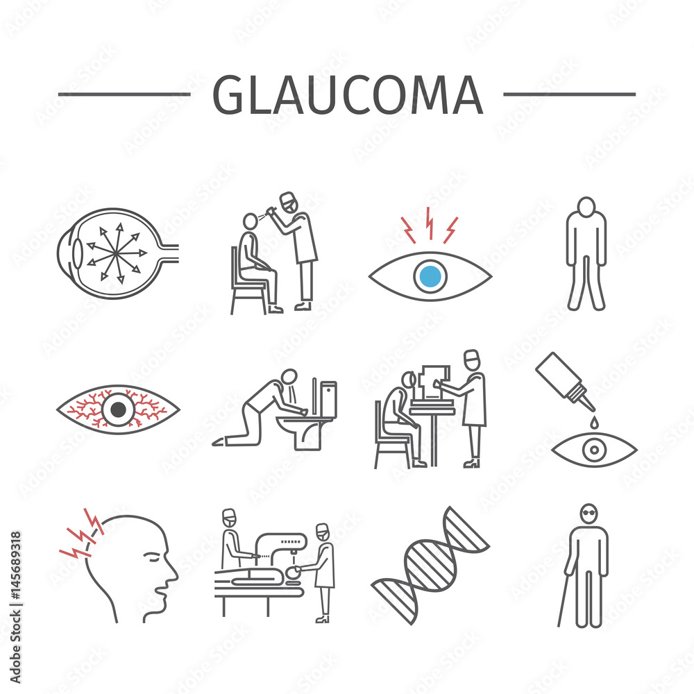Glaucoma. Line icons set. Stock Vector | Adobe Stock