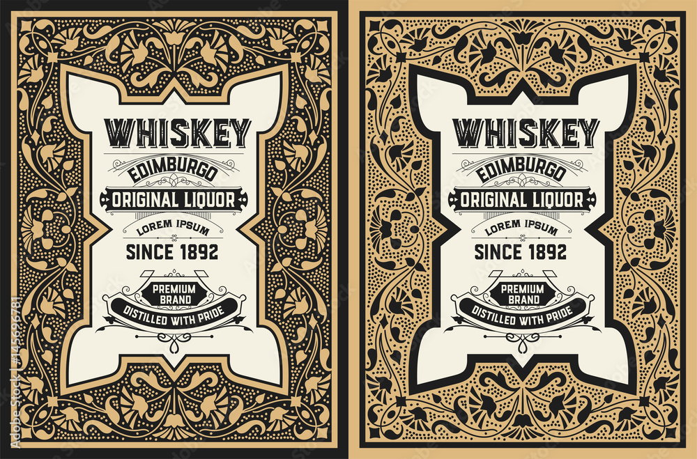 Whiskey label design Stock Vector | Adobe Stock