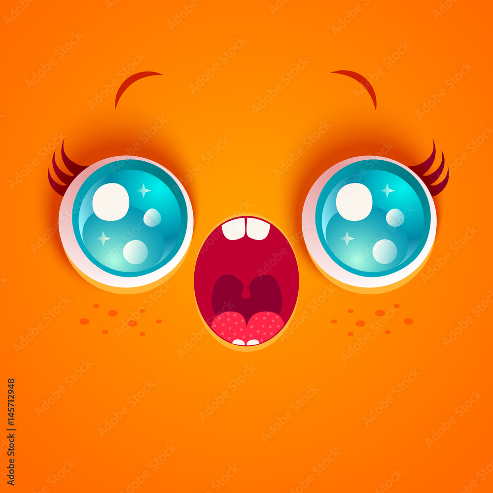 surprised orange face. Stock Vector | Adobe Stock