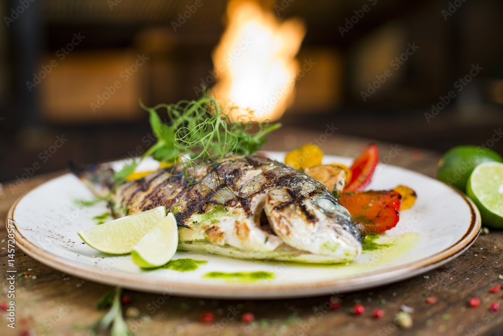 Main course gourmet fish Stock Photo | Adobe Stock