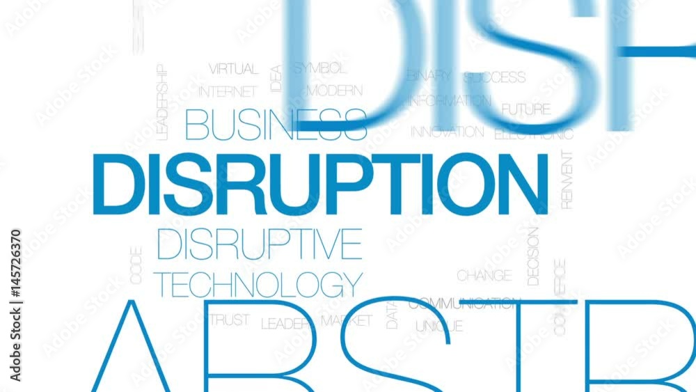 Disruption animated word cloud, text design animation. Kinetic ...