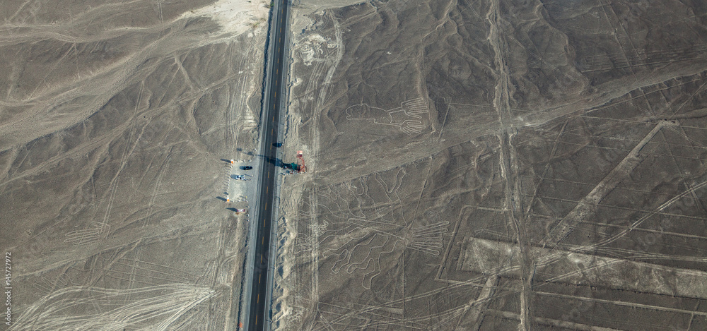 Nazca lines - Hands and Tree. Lines and Geoglyphs in the Nazca desert ...