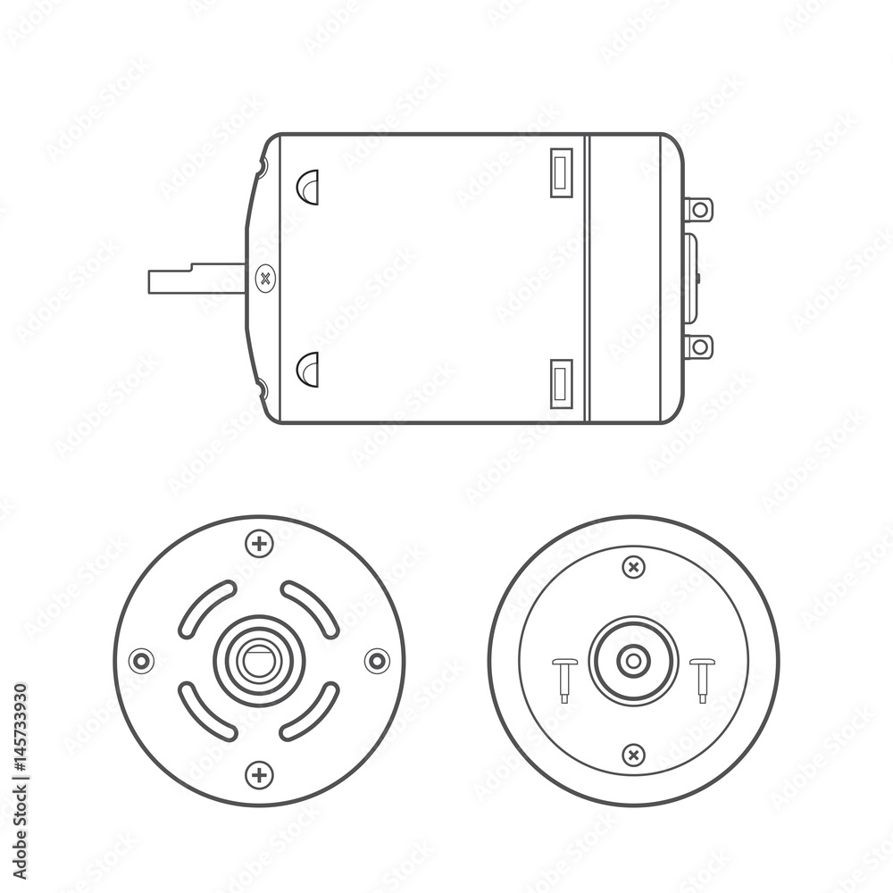 vector electric motor outline illustration. Stock Vector | Adobe Stock