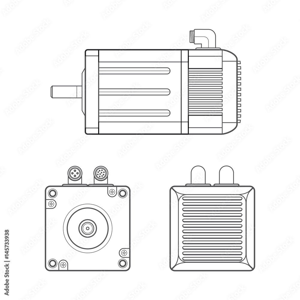 vector electric motor outline illustration. Stock Vector | Adobe Stock
