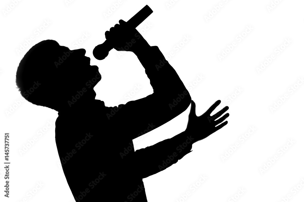 Silhouette of a singer with microphone Stock Photo | Adobe Stock