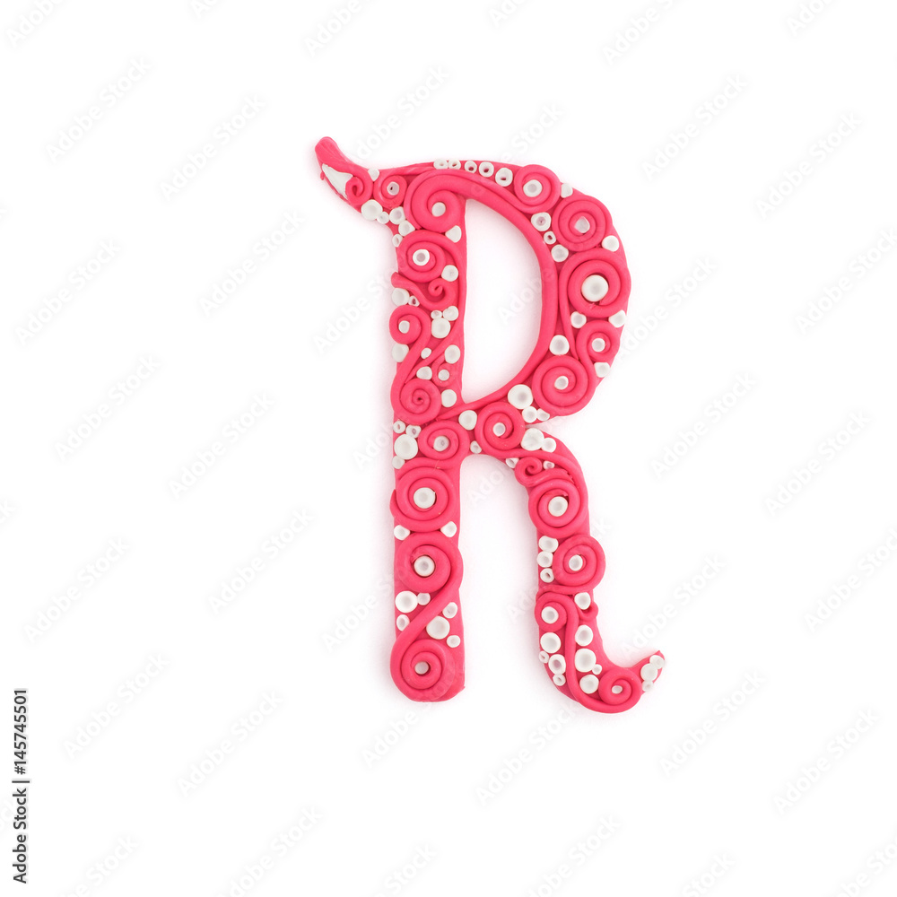 3d red pink text word letter R isolated on white background. Cute ...