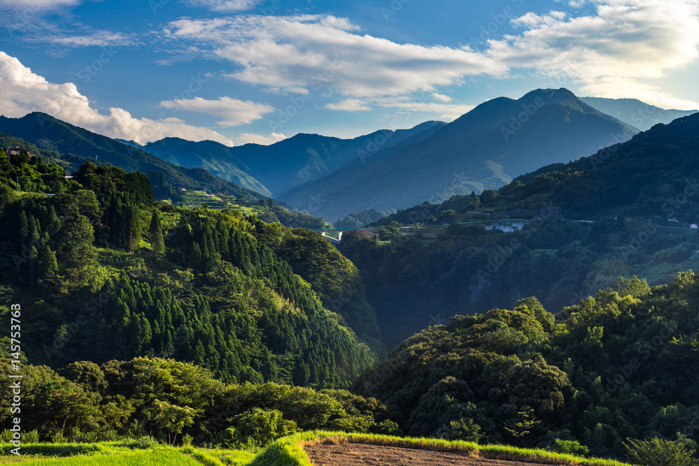 rice field landscape and arch bridge in Takachiho, Miyazaki, Japan ...