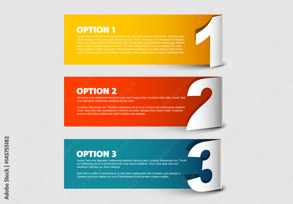 Three Section Numbered Infographic Stock Template | Adobe Stock