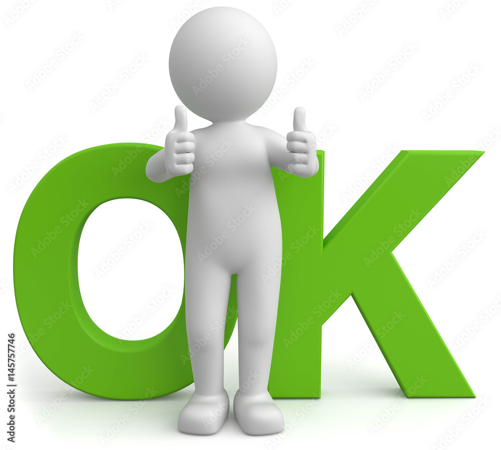 weisses 3d Männchen ok Stock-Illustration | Adobe Stock