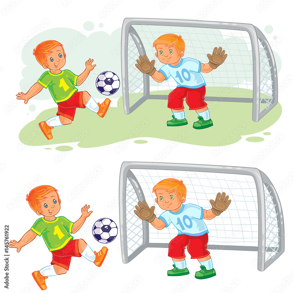 Little Kids Playing Soccer Clip Art