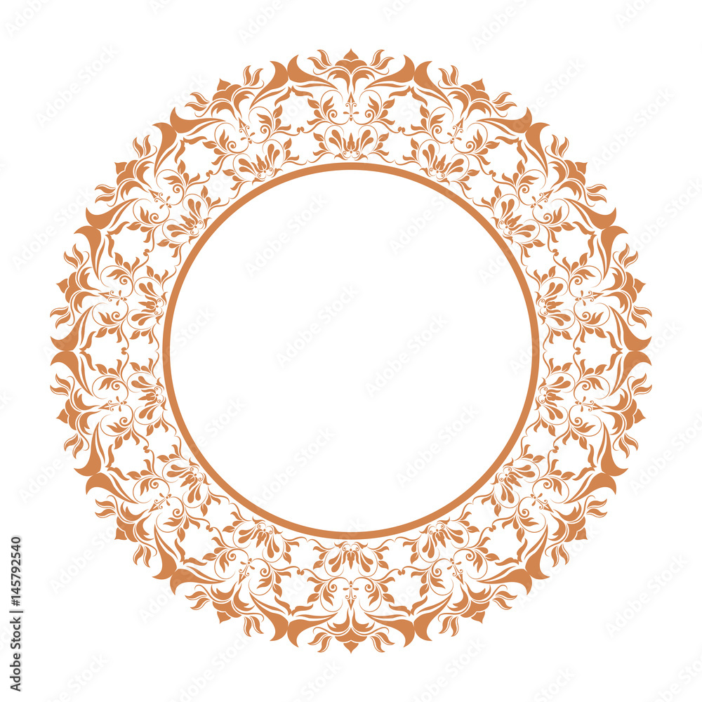elegant round decorative frame flourish calligraphy golden vector ...