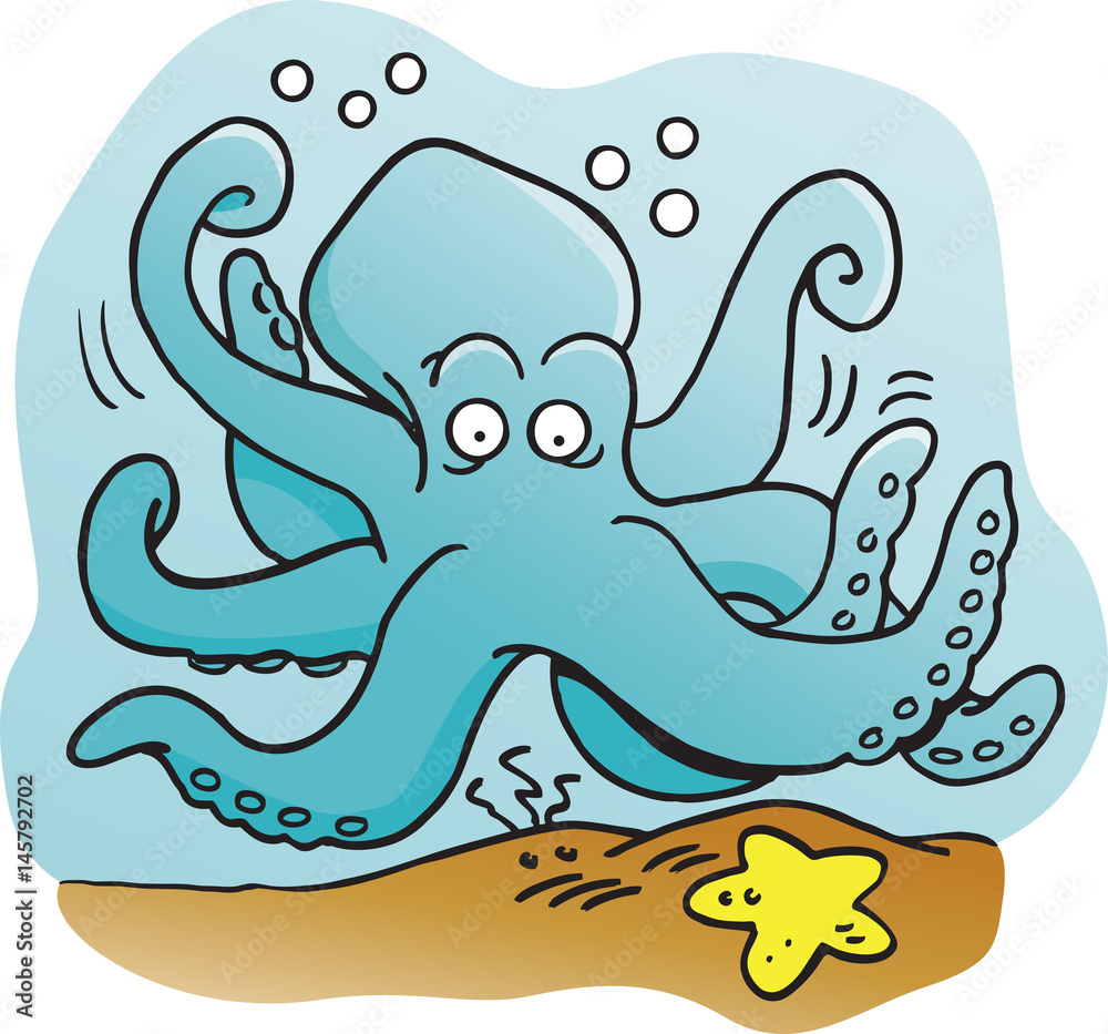Cartoon illustration of an octopus. Stock Vector | Adobe Stock