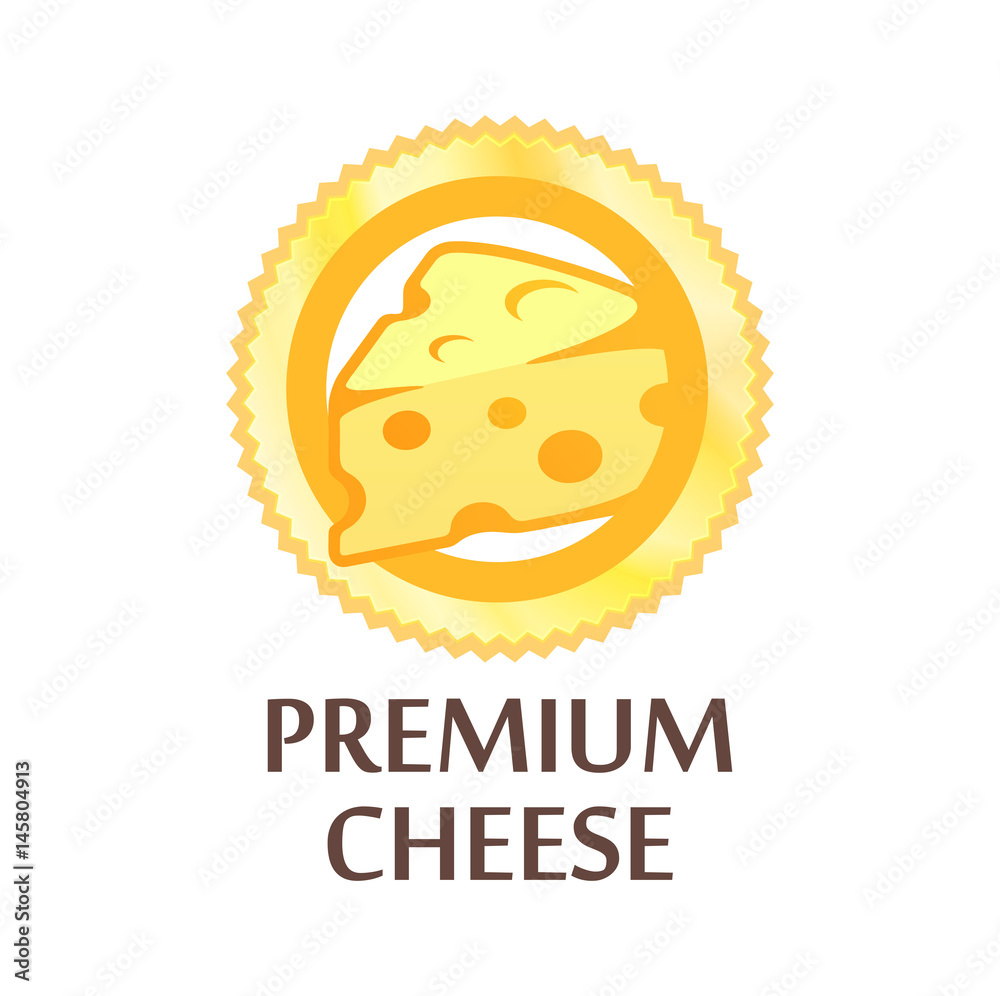 Round Emblem with Swiss Cheese Premium Quality Stock Vector | Adobe Stock