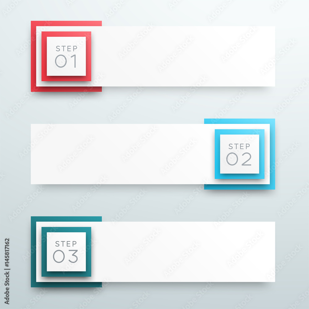Vector 3d 1 to 3 Text Box Banner Steps Infographic A Stock Vector ...