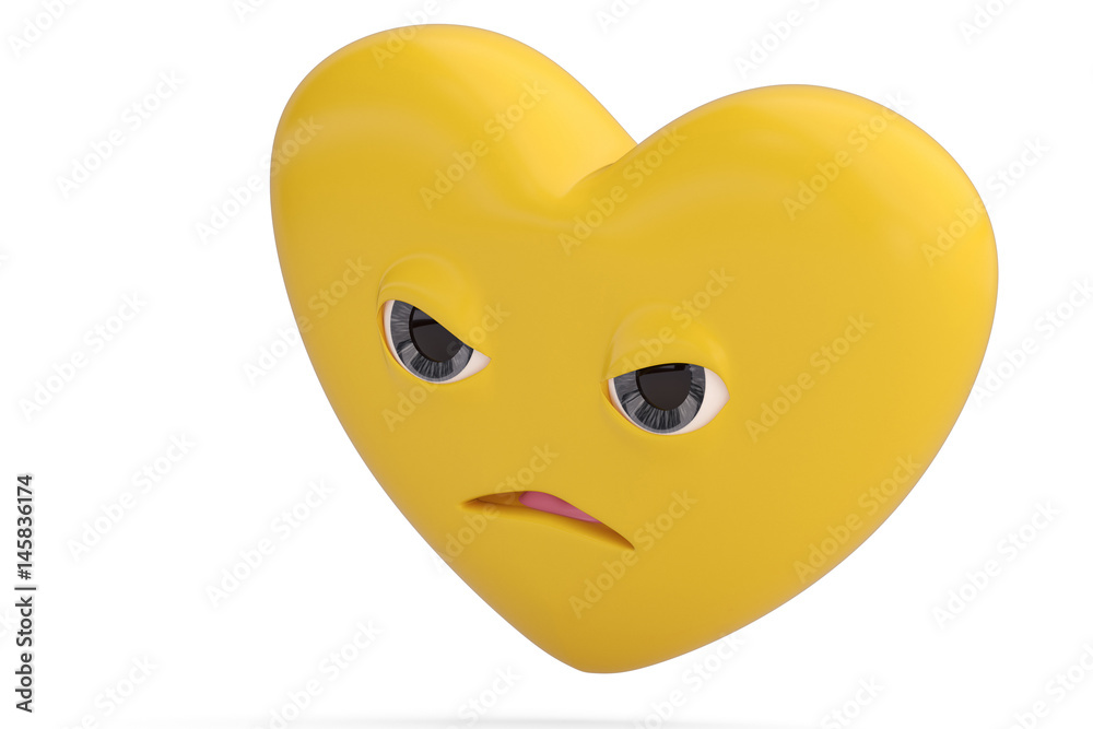 Angry face heart emoticon with heart emoji.3D illustration. Stock ...