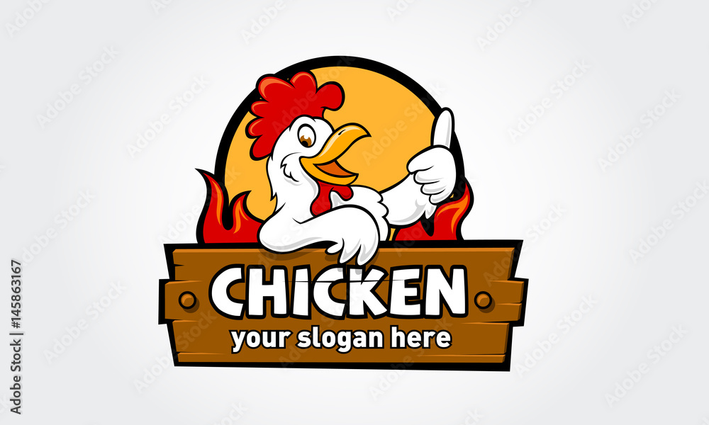 Chicken Logo Cartoon Character. A funny Cartoon Rooster chicken giving ...