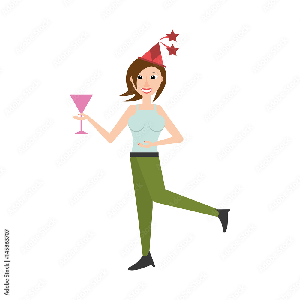 Woman celebrating cartoon icon vector illustration graphic design Stock ...