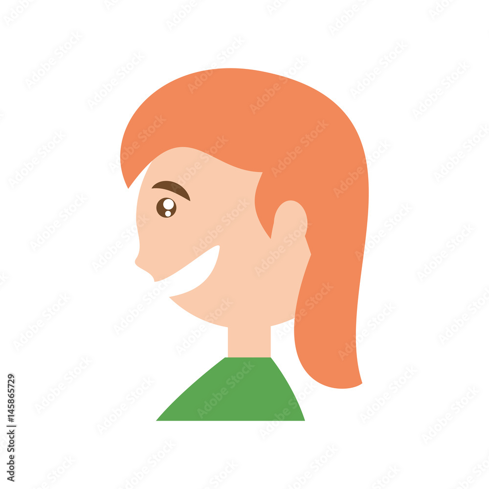 Happy Woman Face Cartoon Icon Vector Illustration Graphic Design Stock