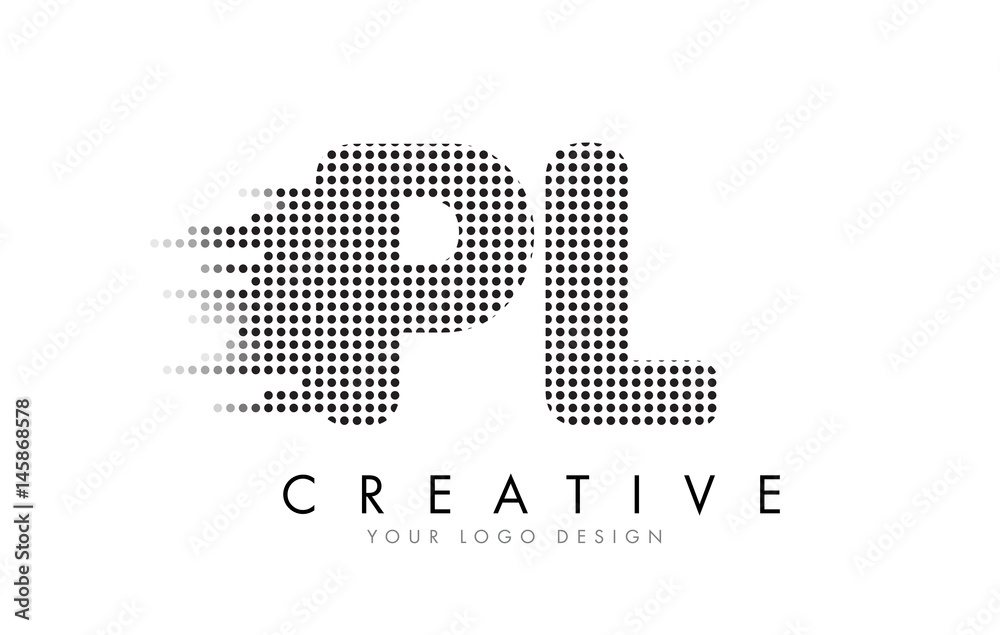 PL P L Letter Logo with Black Dots and Trails. Stock Vector | Adobe Stock