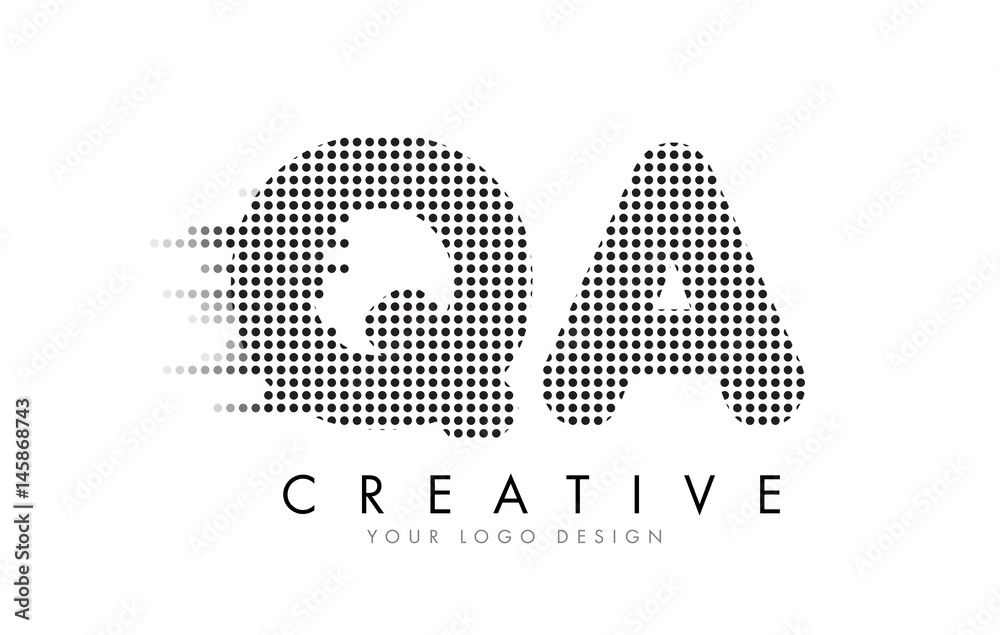 QA Q A Letter Logo with Black Dots and Trails. Stock Vector | Adobe Stock